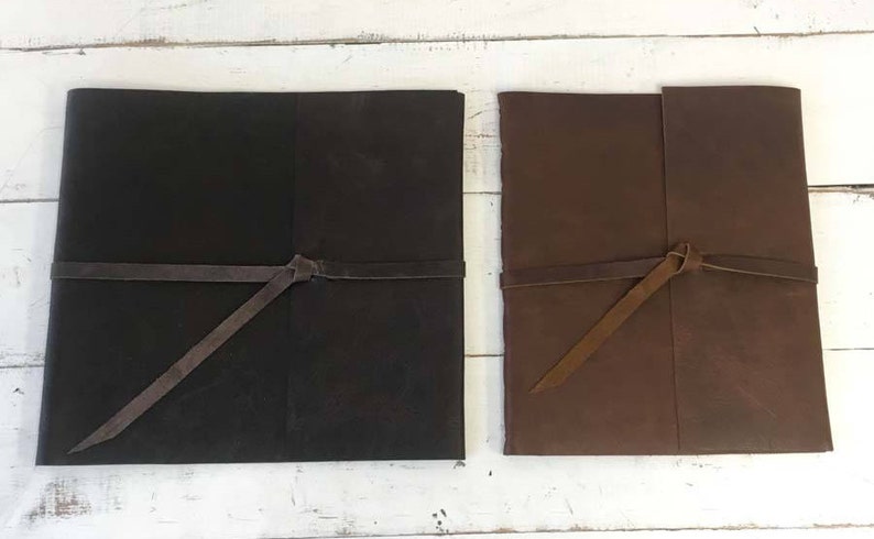 Refillable Leather Portfolio With Clear Sleeves, Leather Scrapbook ...