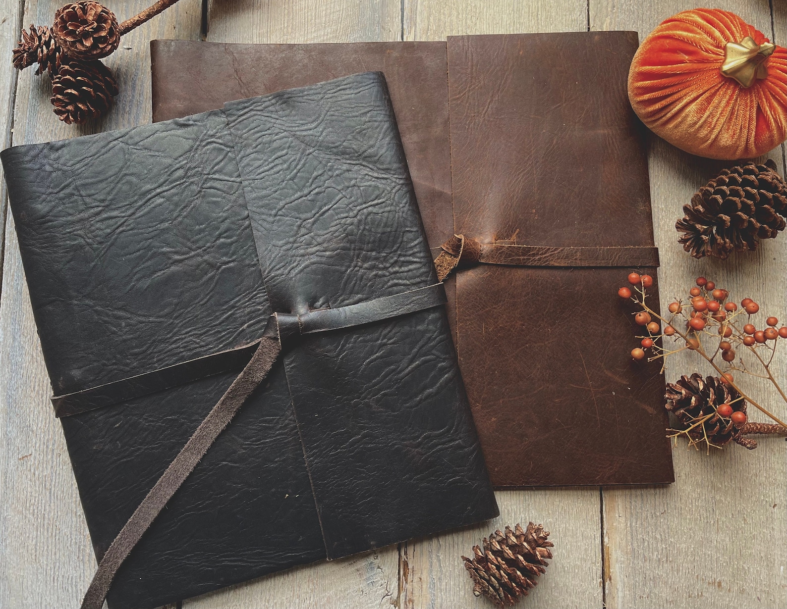 Refillable Leather Portfolio With Clear Sleeves, Leather Scrapbook ...