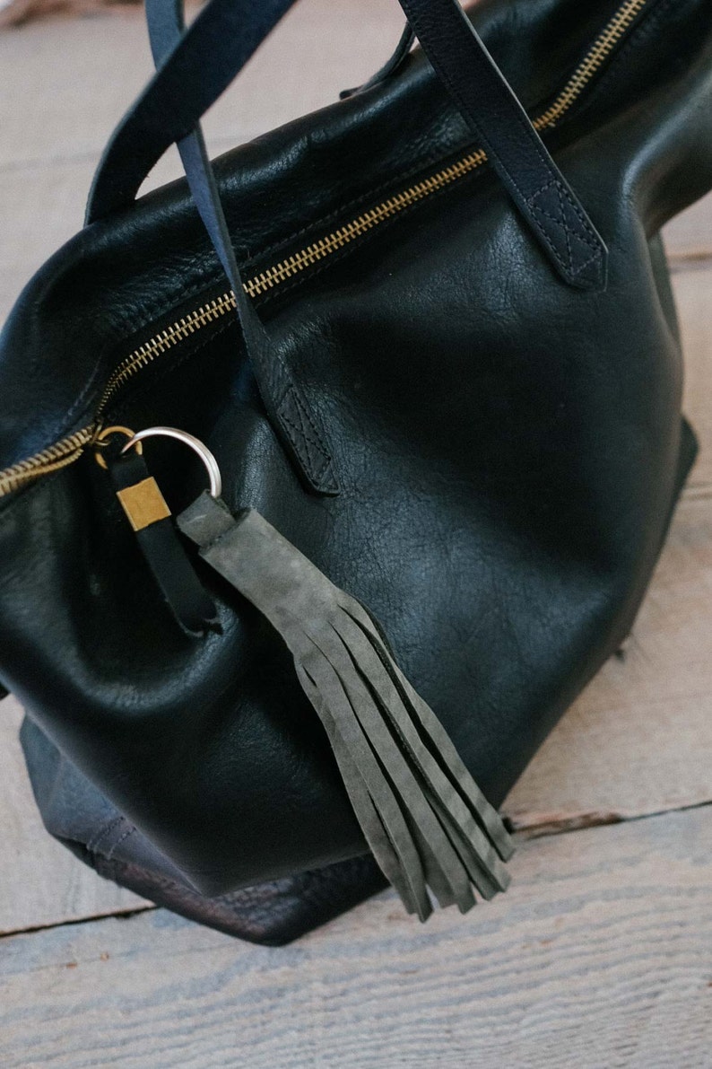 Leather Tassel Key Ring by ClaireMagnolia | Etsy