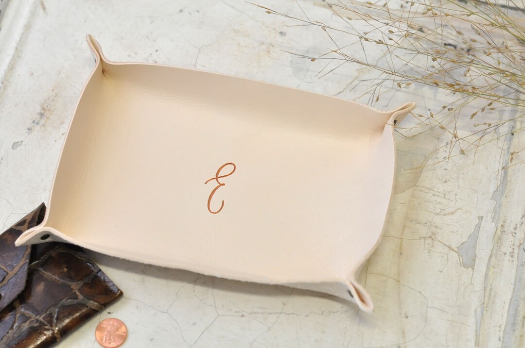 Personalized Leather Catchall - Leather Catchall Tray - by ...