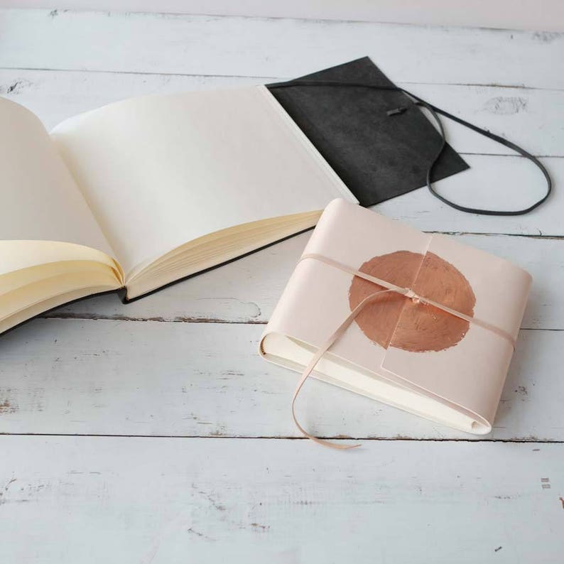 Natural Leather Album W/moon-shaped Copper Leafing - the Copper Leaf ...