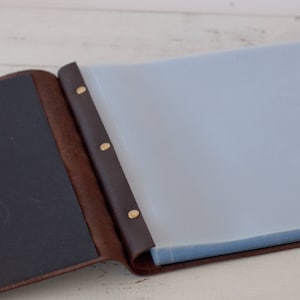 Refillable Leather Portfolio With Clear Sleeves, Leather Scrapbook ...