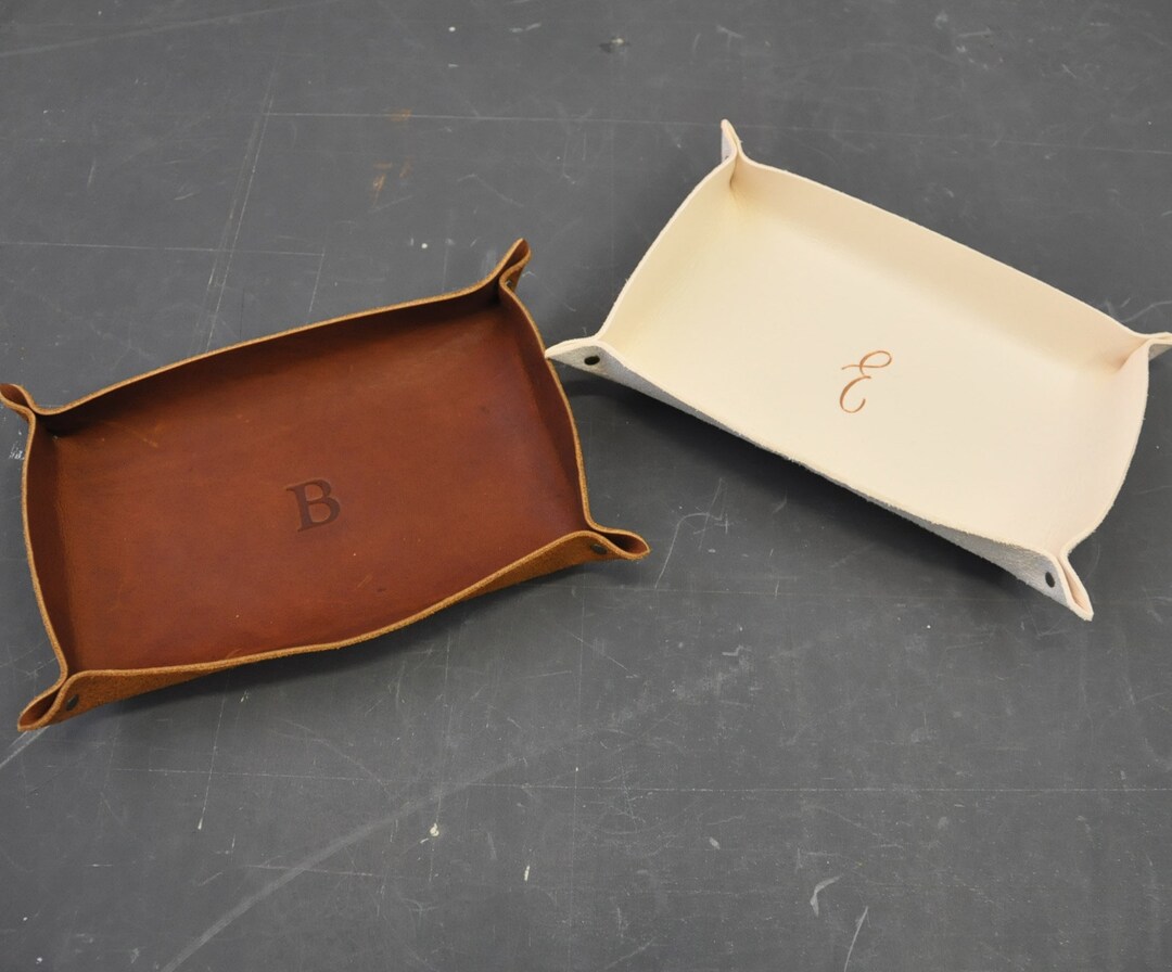 Personalized Leather Container Tray - Leather Catchall Tray - by ...