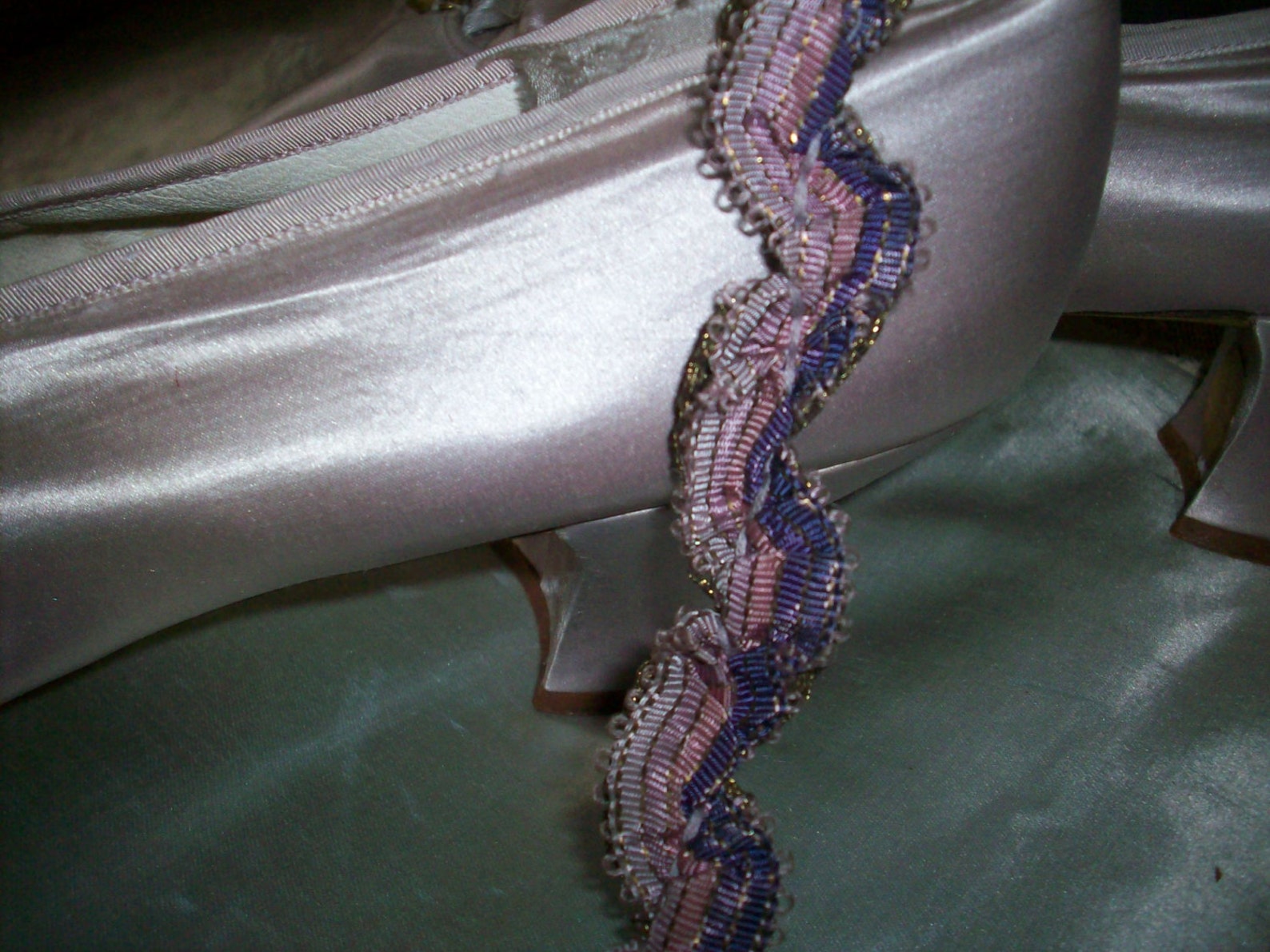 1 Foot of a Ruffled Metal Rayon or Silk Striped Antique - Etsy