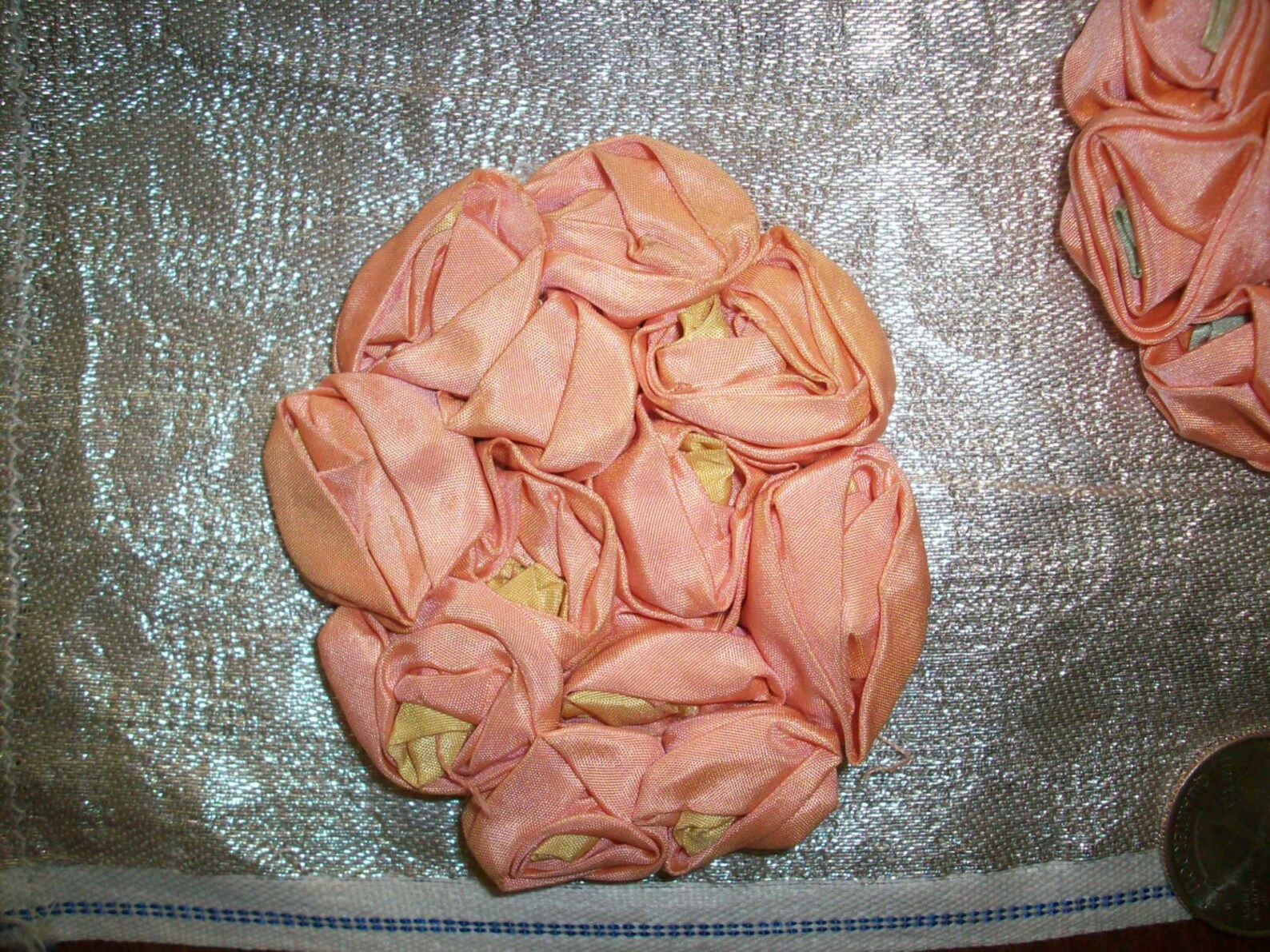 Luscious Peach Blush Ribbon Work Large Applique | Etsy