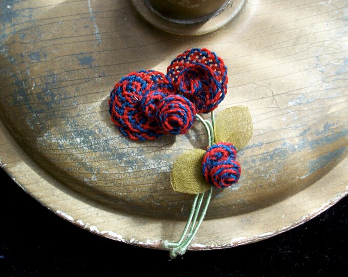 1 Ribbon Work Flower Made of Silk Thread Silk Organdy Leaves - Etsy