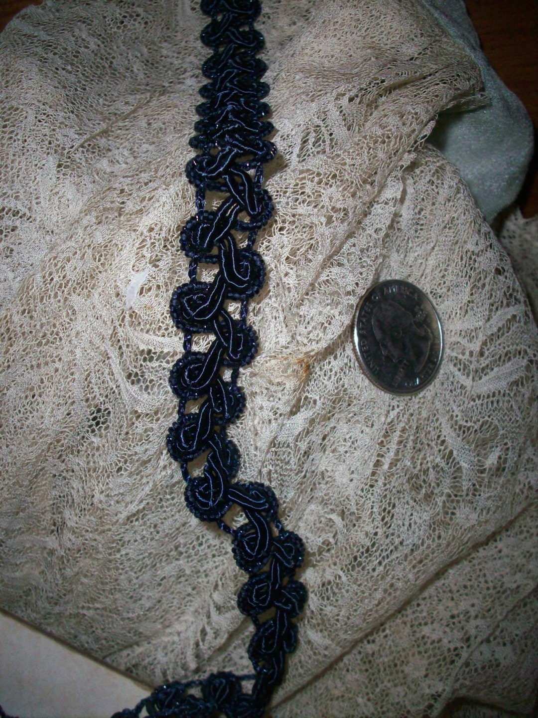 1 Yd. of Lovely Midnite Blue French Guimpe Trim With Sparkle - Etsy