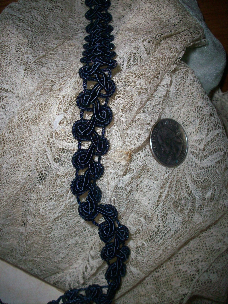 1 Yd. of Lovely Midnite Blue French Guimpe Trim With Sparkle - Etsy
