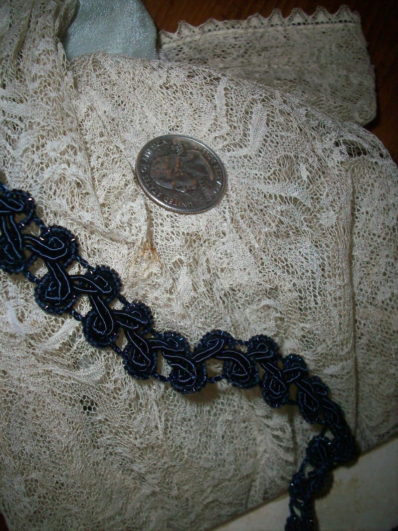 1 Yd. of Lovely Midnite Blue French Guimpe Trim With Sparkle - Etsy