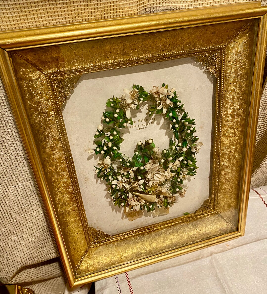 Rare Wax Crown of Flowers Inside a Golden Beautiful Frame Dated 1872 - Etsy