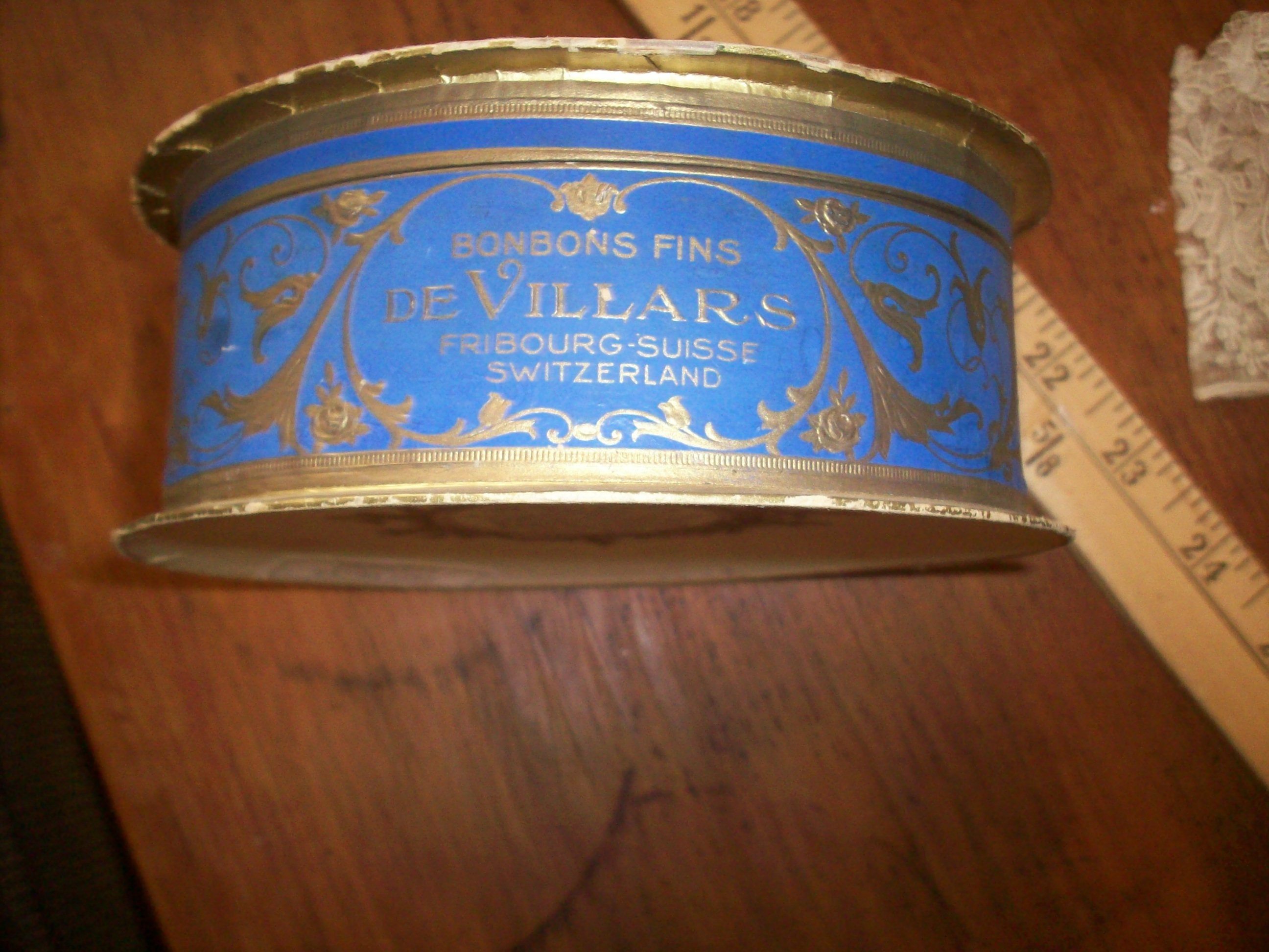 Blue and gold antique oval bon bon box | Etsy