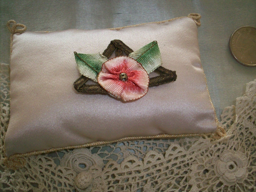 Lovely Ribbonwork Flowers With Ombre Silk Leaves and Metal Work ...