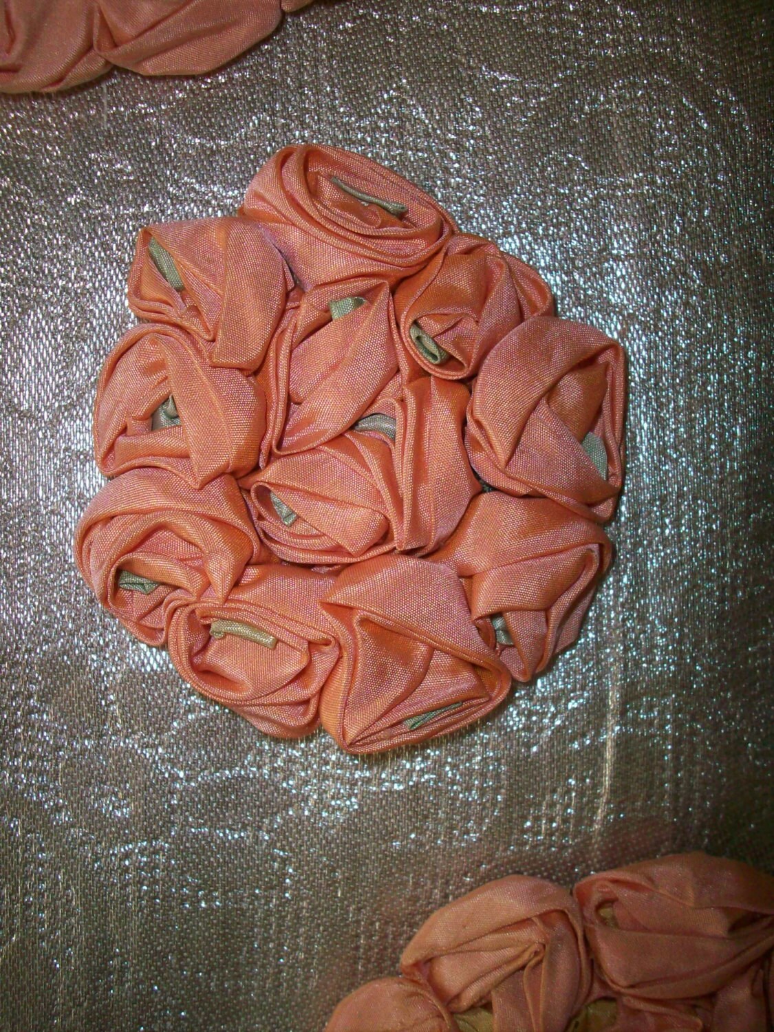 Luscious Peach Blush Ribbon Work Large Applique | Etsy