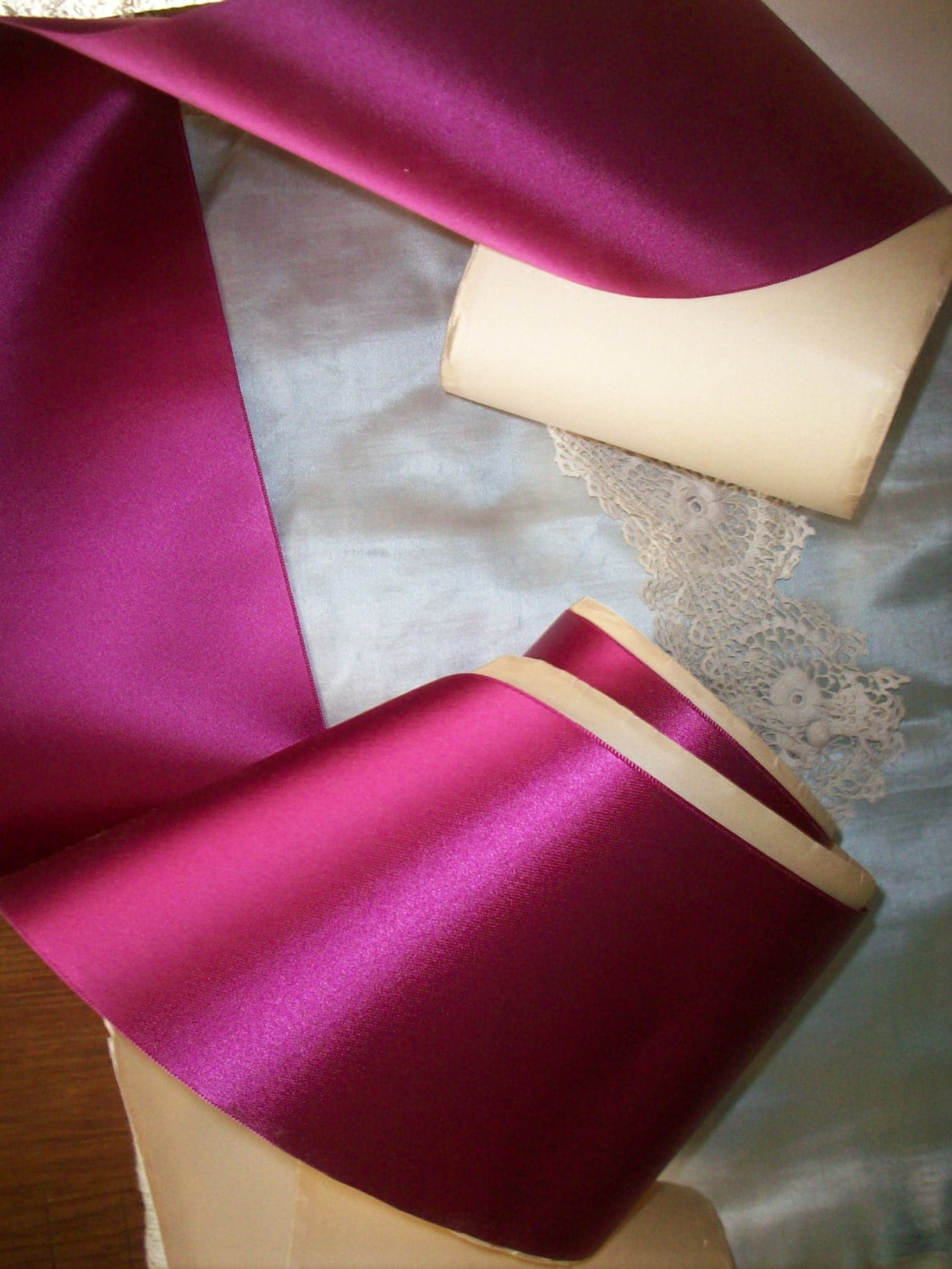 Magenta/cerise Vintage Satin and Faille Ribbon 4 3/8 - Etsy