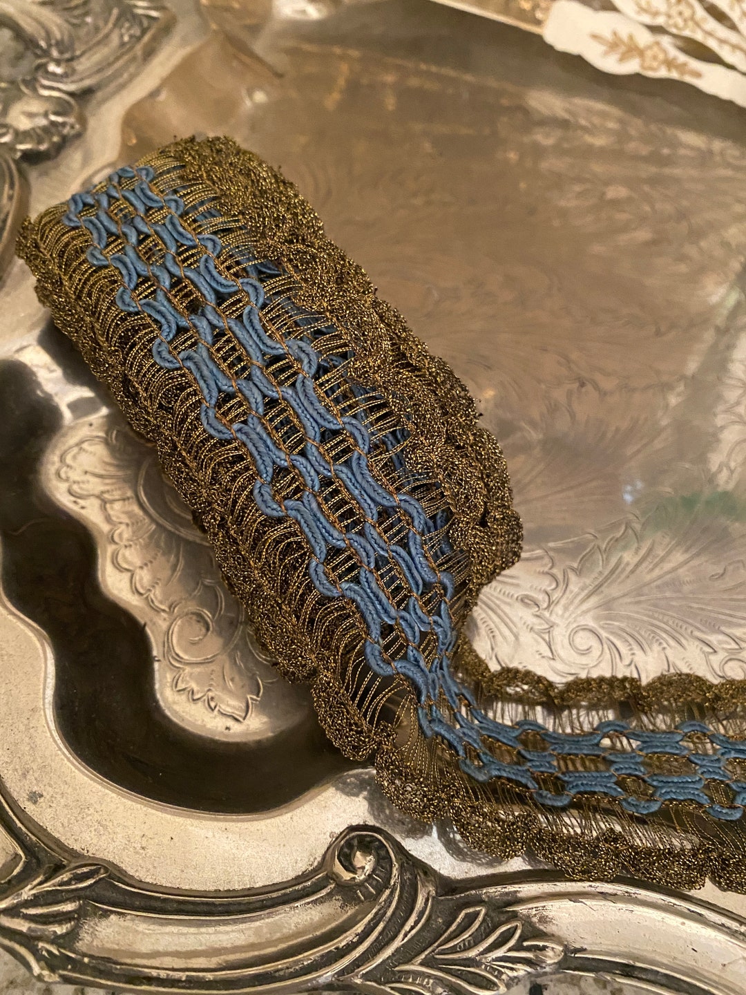 Antique Gold Metal Lacey Trim Fabulous French Great Design - Etsy