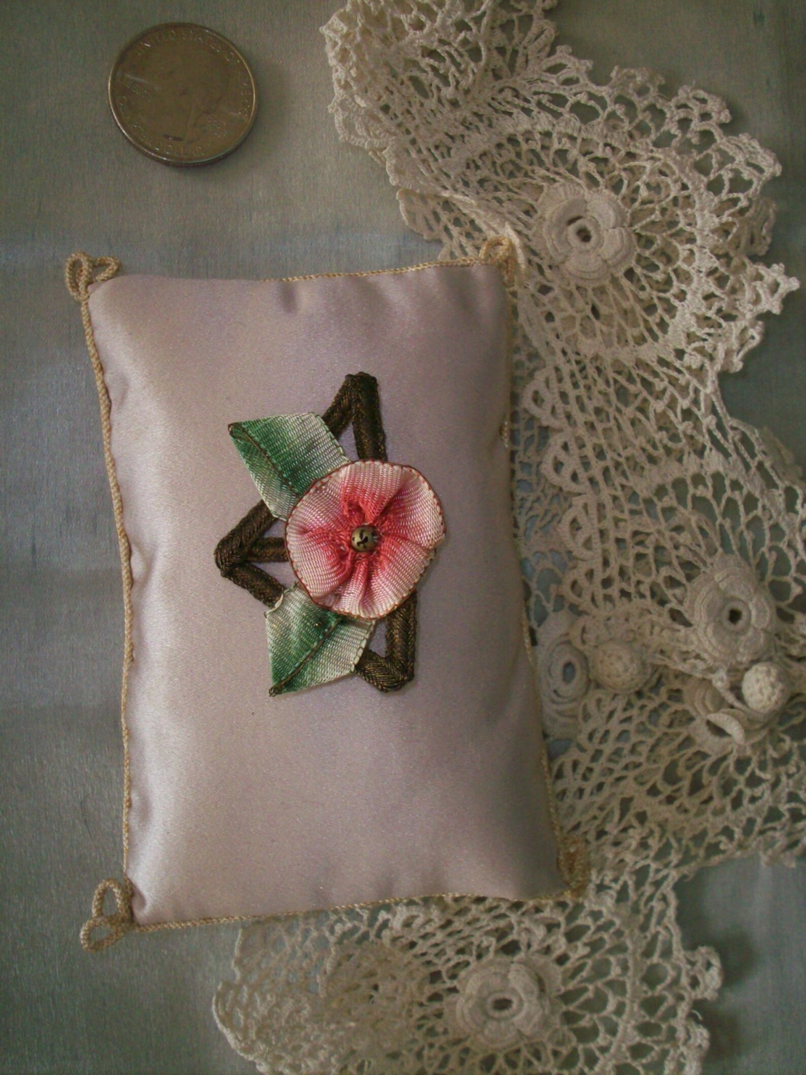 Lovely Ribbonwork Flowers With Ombre Silk Leaves and Metal - Etsy