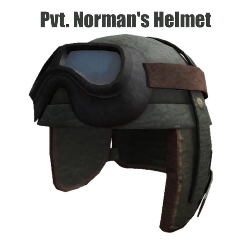 Roblox DLC Pvt. Norman's Helmet *digital Code* Virtual Toy Code Avatar ...