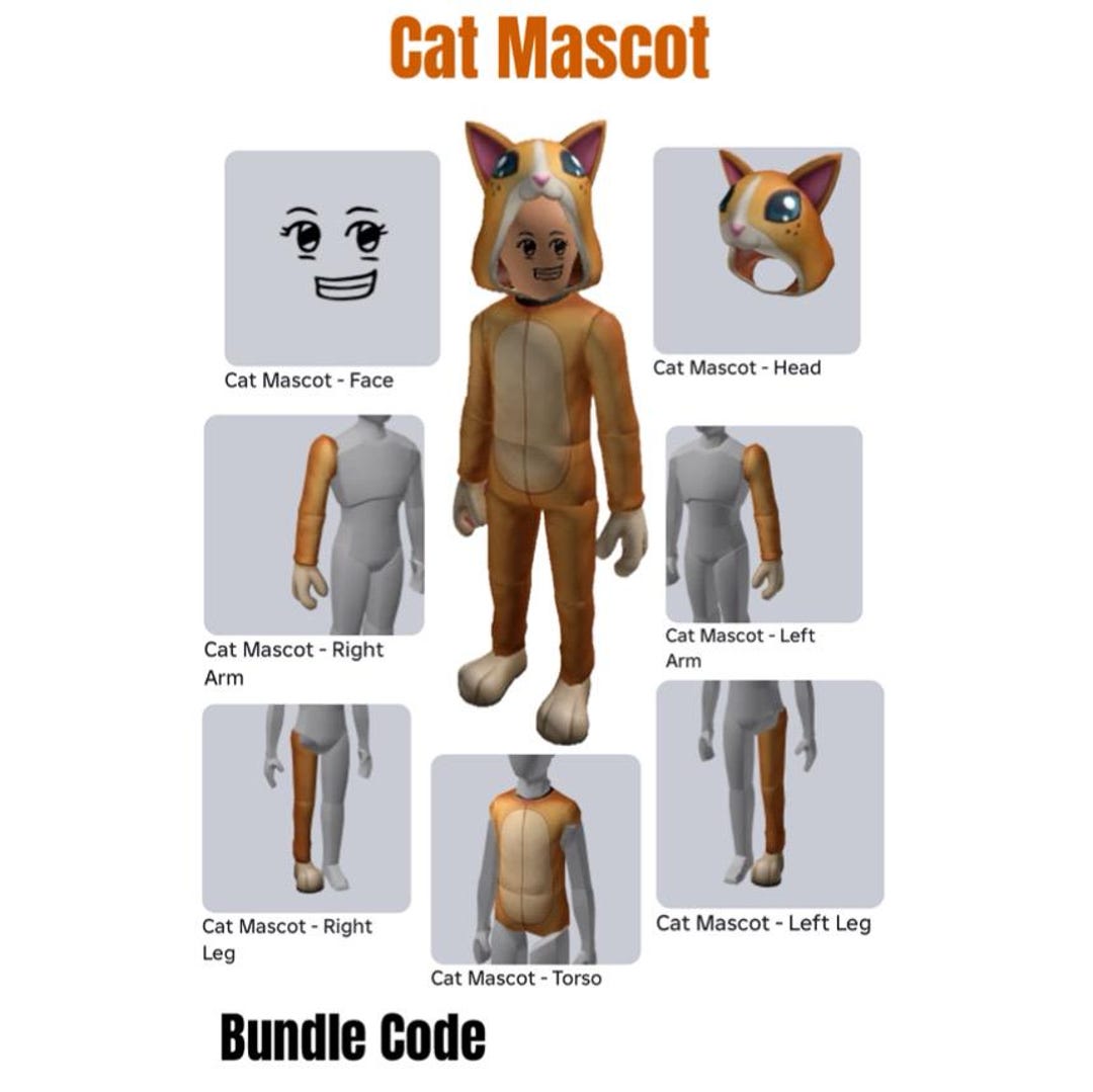 Roblox DLC Cat Mascot *digital Code* Virtual Item Toy Code Avatar - Bundle Code Include Face ...