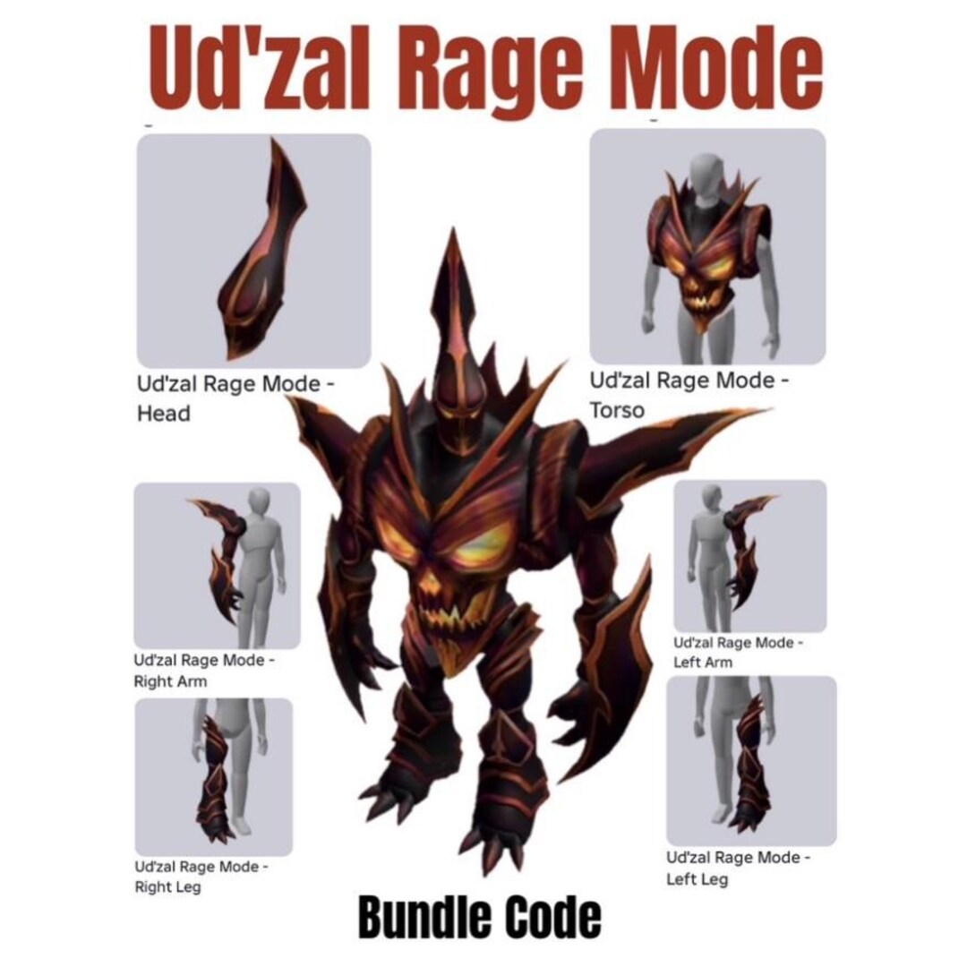 Roblox DLC Ud'zal Rage Mode *digital Code* Virtual Item Toy Code Avatar ...