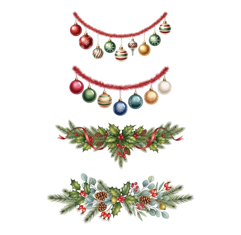 Christmas Garland Borders Clipart PNG, Christmas Border Png, Winter ...