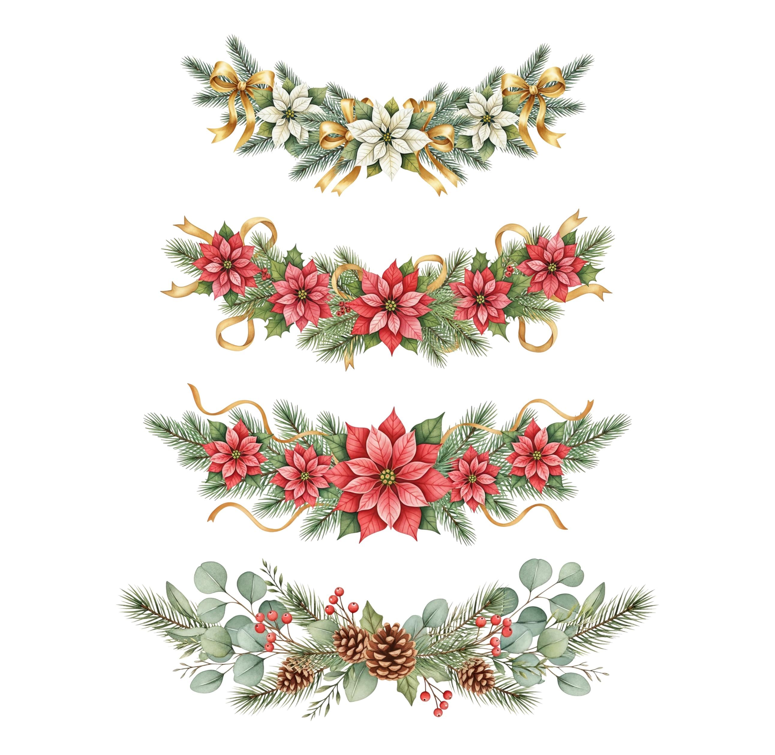 Christmas Garland Borders Clipart PNG, Christmas Border Png, Winter ...