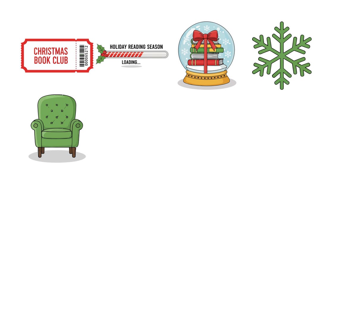 Christmas Bookish Svg Clipart, Christmas Book Lover Clipart, Bookish ...