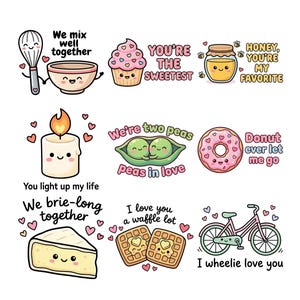 Valentine Puns Bundle PNG, Cute Pink Valentine Clipart, Valentines Day ...