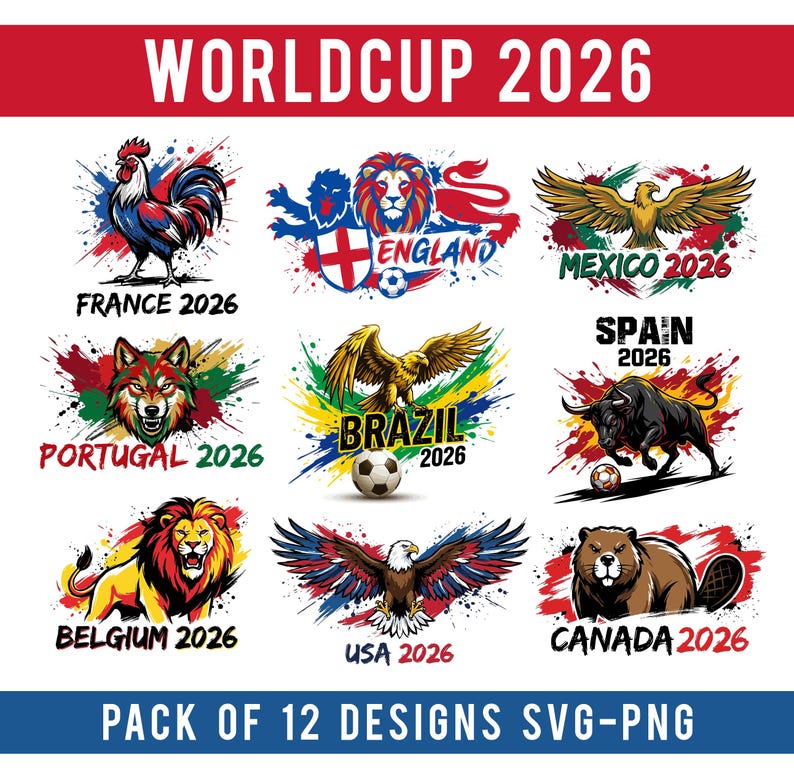 World Cup 2026 National Teams PNG Bundle, International Soccer Country ...