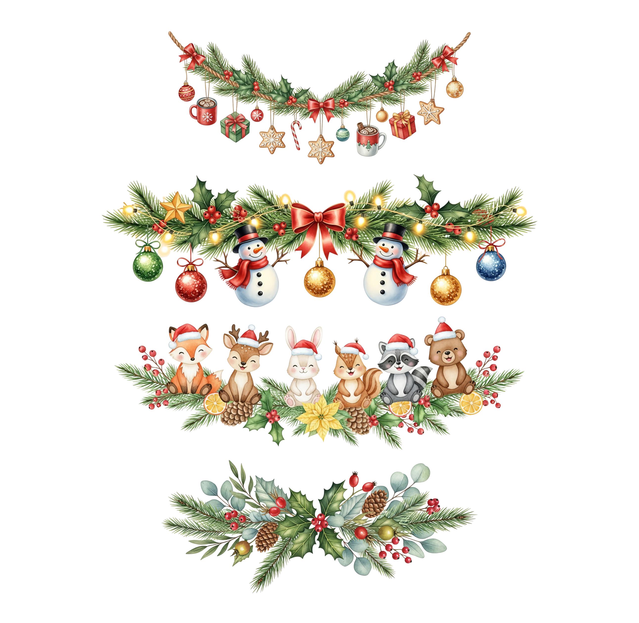 Christmas Garland Borders Clipart PNG, Christmas Border Png, Winter ...