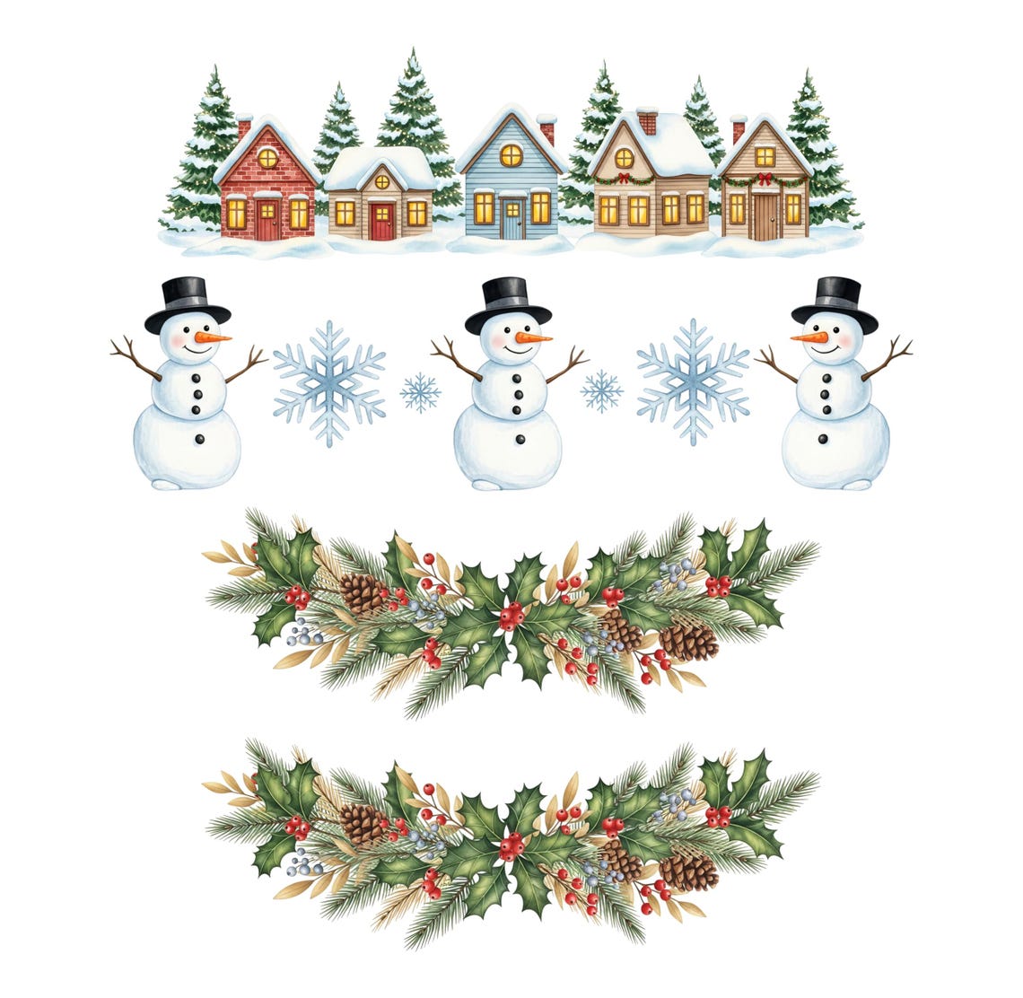 Christmas Garland Borders Clipart PNG, Christmas Border Png, Winter ...
