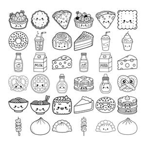 Food Doodle Clipart SVG PNG, Kawaii Fast Food Clipart, Hand Drawn ...