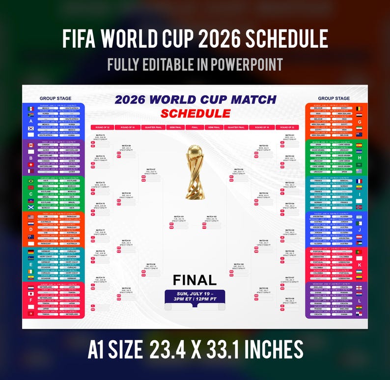 2026 FIFA World Cup Wall Chart Digital Download, FIFA World Cup 2026 ...