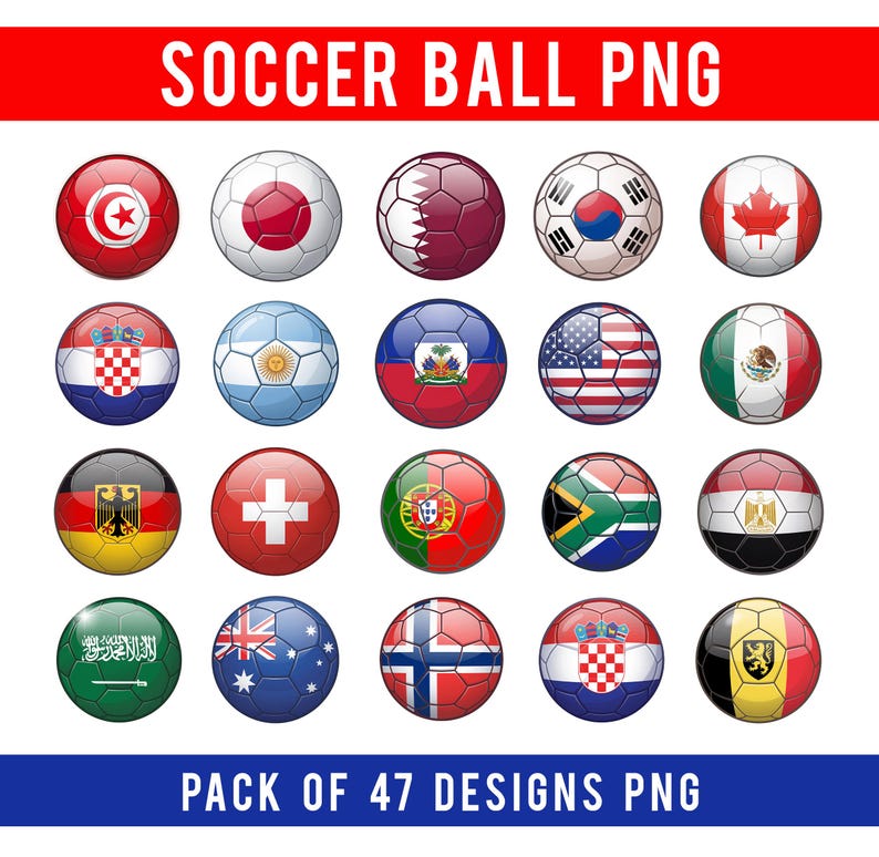 Country Flag Soccer Ball PNG Bundle, World Cup 2026 Countries PNG ...
