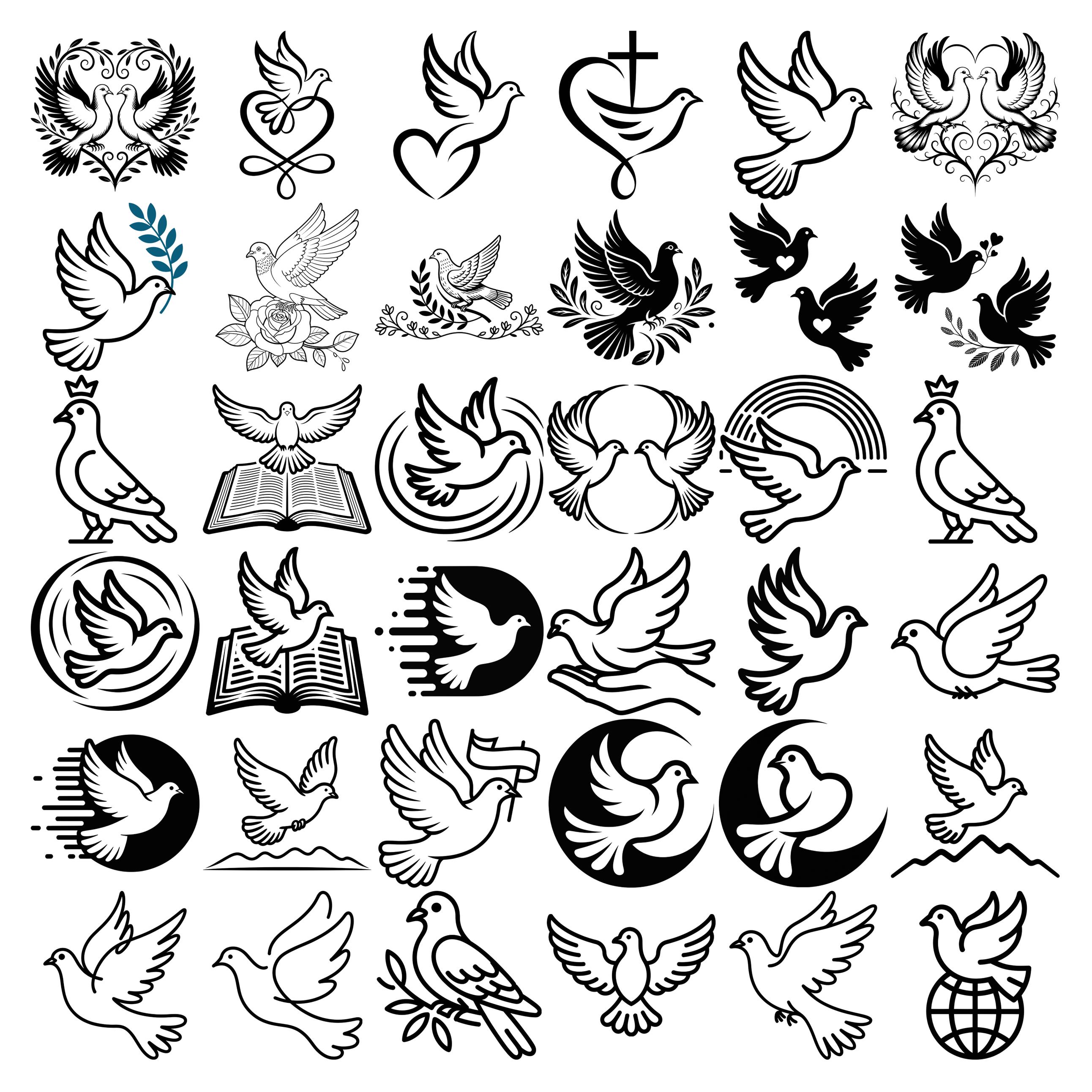 Dove Svg Bundle Designs, Pigeon Svg Bundle, Dove Clipart Designs, Dove ...