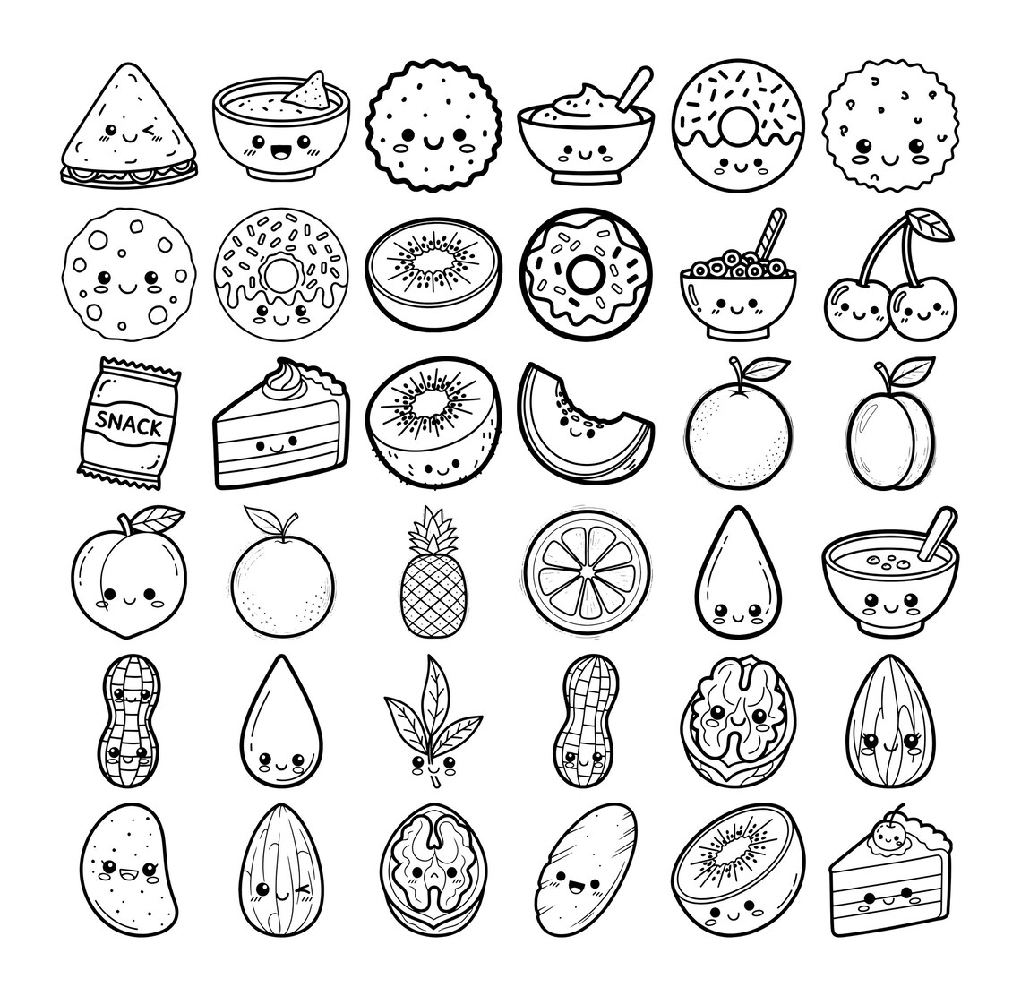 Food Doodle Clipart SVG PNG, Kawaii Fast Food Clipart, Hand Drawn ...