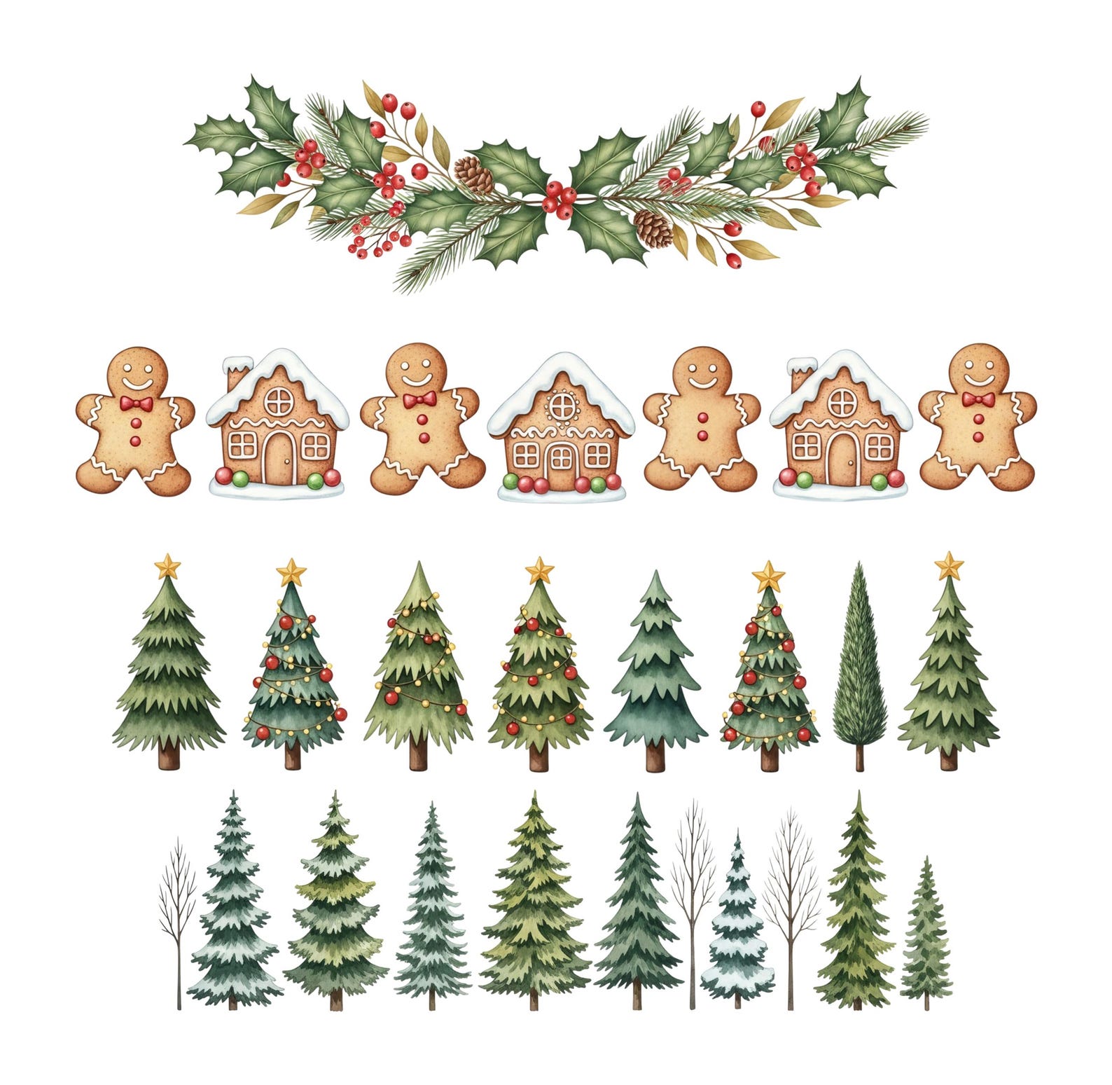Christmas Garland Borders Clipart PNG, Christmas Border Png, Winter ...