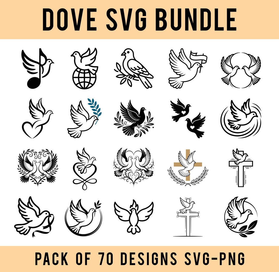 Dove Svg Bundle Designs, Pigeon Svg Bundle, Dove Clipart Designs, Dove ...