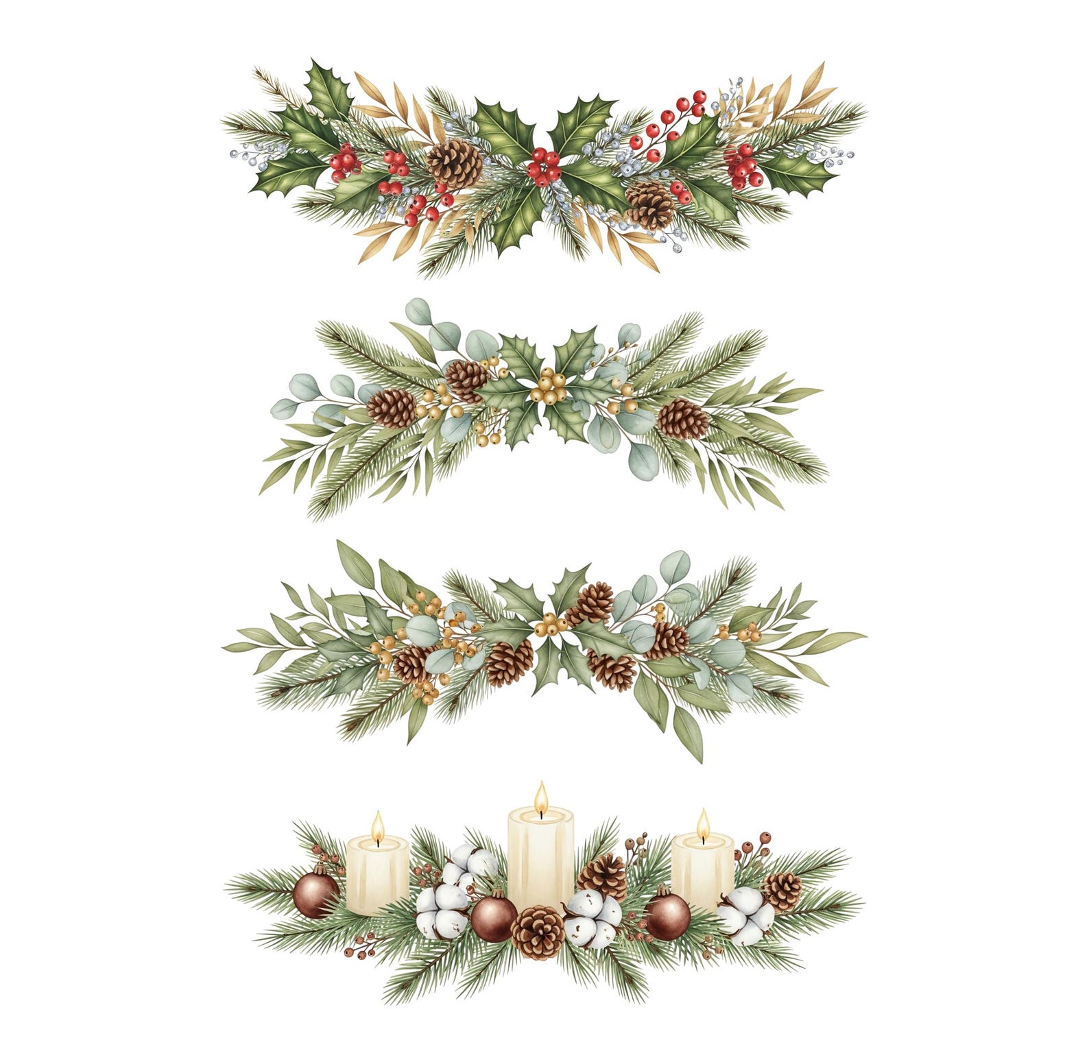 Christmas Garland Borders Clipart PNG, Christmas Border Png, Winter ...
