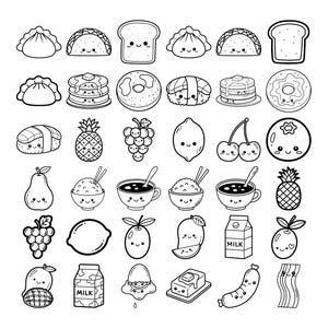 Food Doodle Clipart SVG PNG, Kawaii Fast Food Clipart, Hand Drawn ...