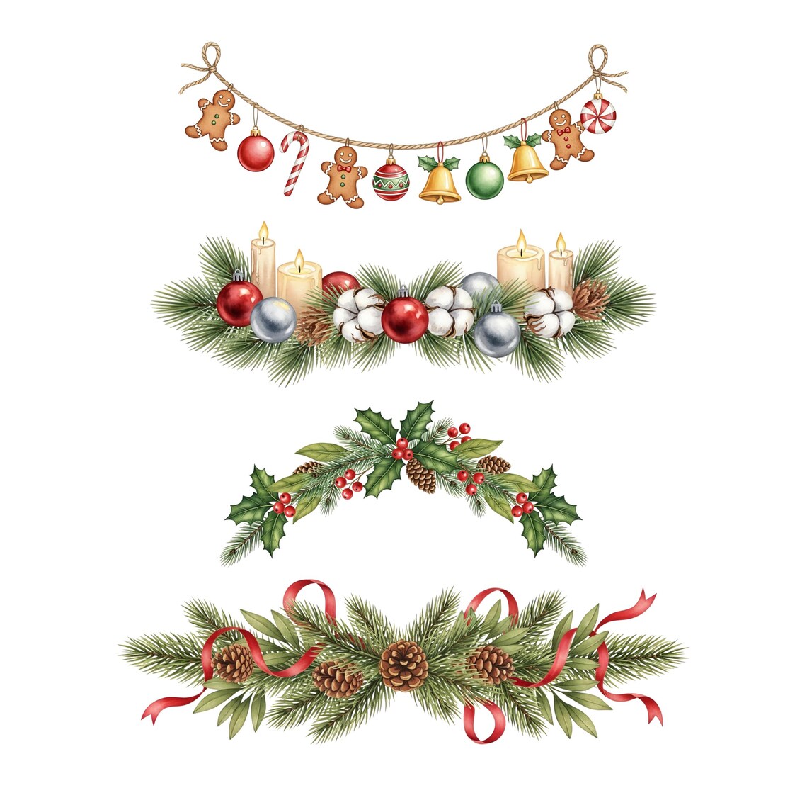 Christmas Garland Borders Clipart PNG, Christmas Border Png, Winter ...