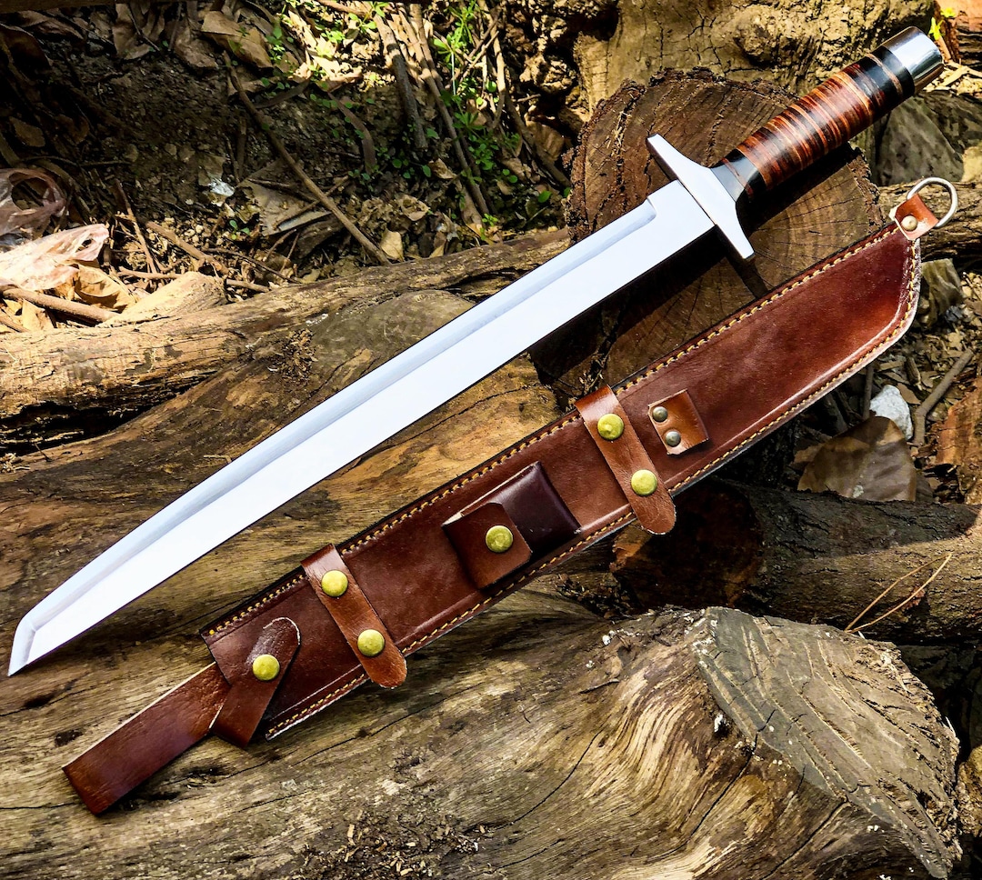 Handcrafted Viking Short Sword W/ Leather Sheath – Carbon Steel Blade ...