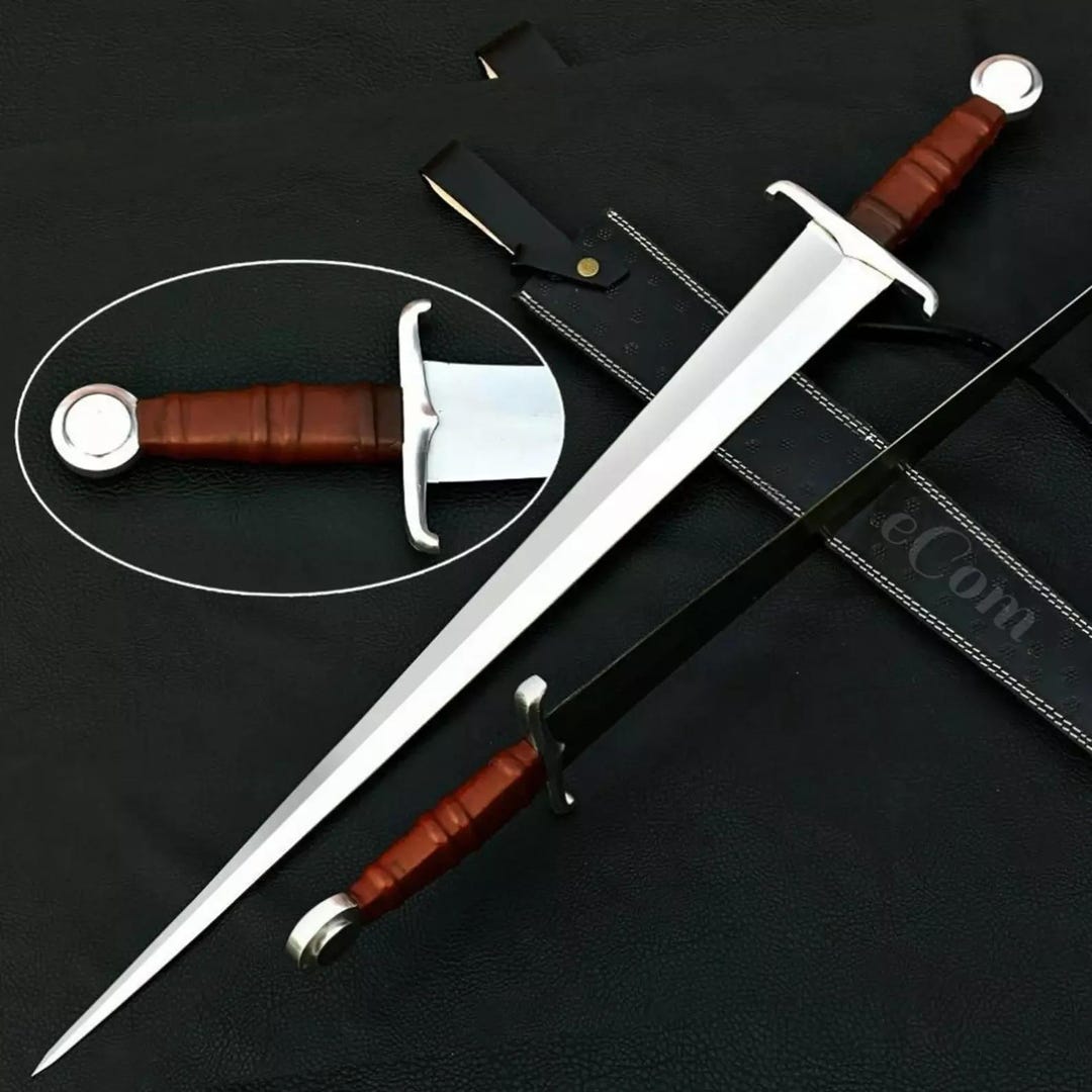 Hand-forged Medieval Sword, Knight's Arming Sword, Steel Blade, Leather ...