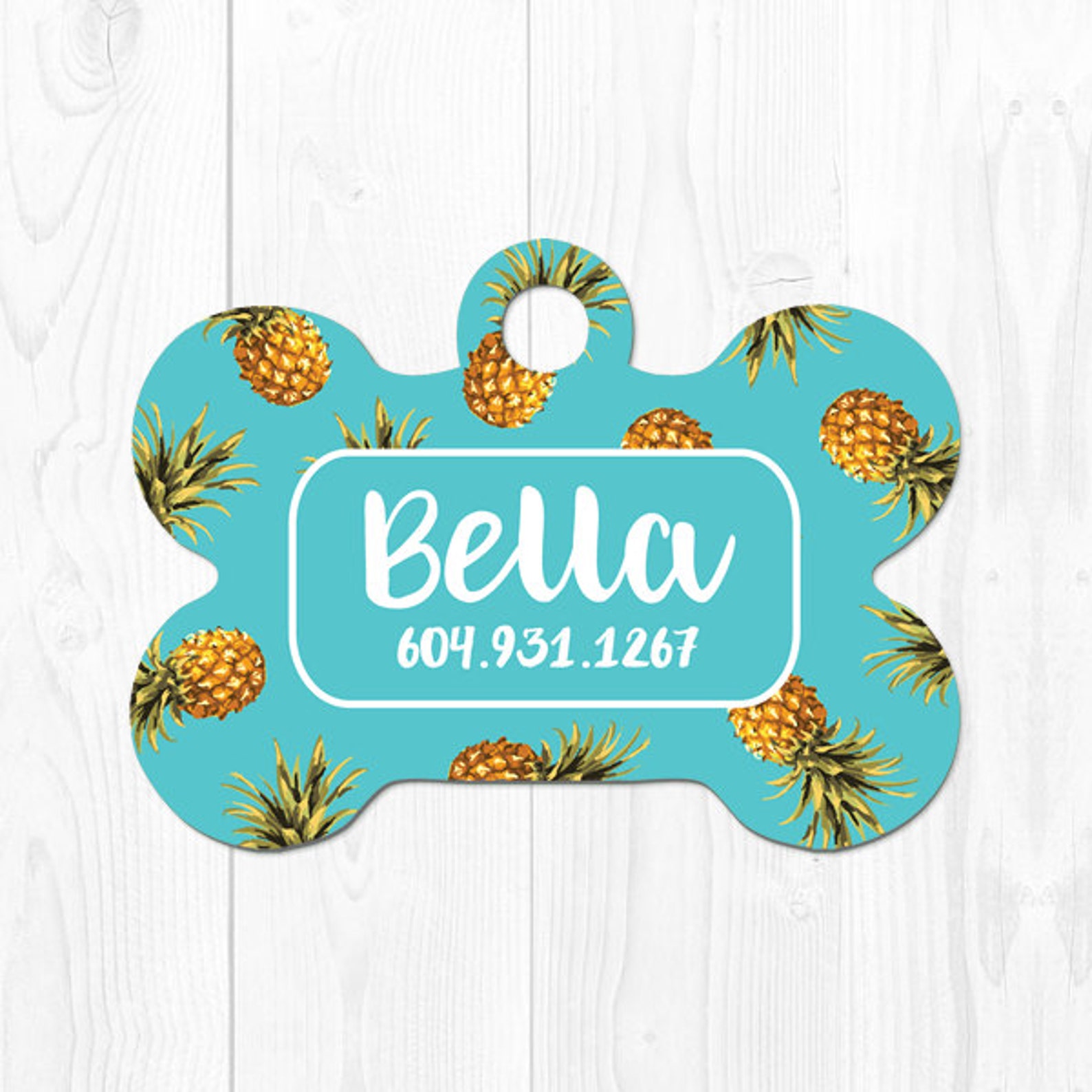 Custom Dog Tags for Dogs Pineapple Dog ID Tag Pet ID Turquoise - Etsy