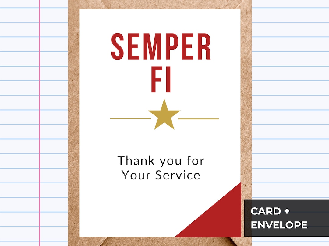 Semper Fi Marine Corps Thank You Card: Military Appreciation | GC205 - Etsy
