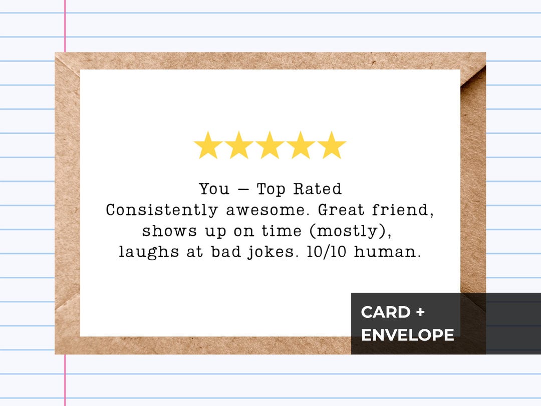Funny Friendship Card | 5-star Rating, Friend Gift | GC003 - Etsy