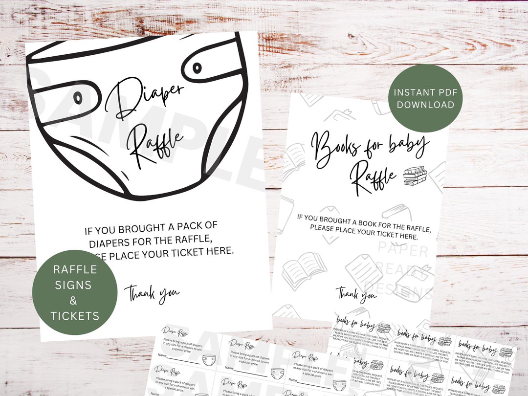 Printable Baby Shower Raffle & Book Request Cards - Instant Download ...