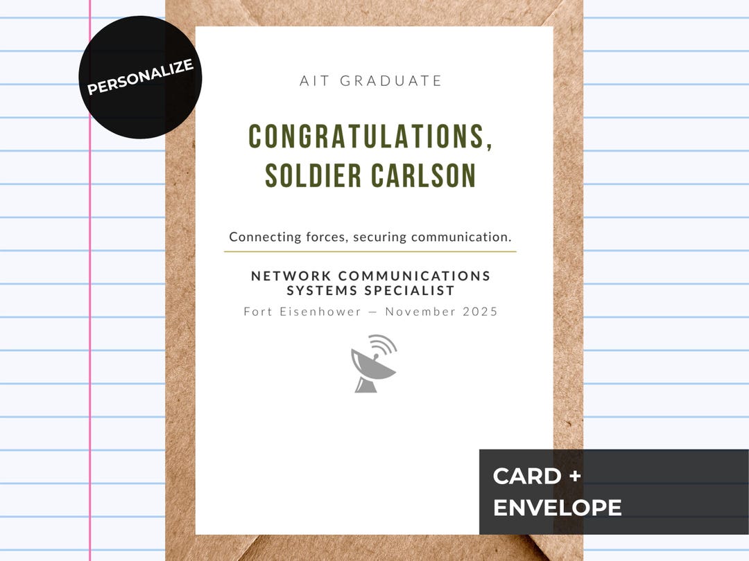 Army Network Communications Systems Specialist Graduation Card | AIT ...