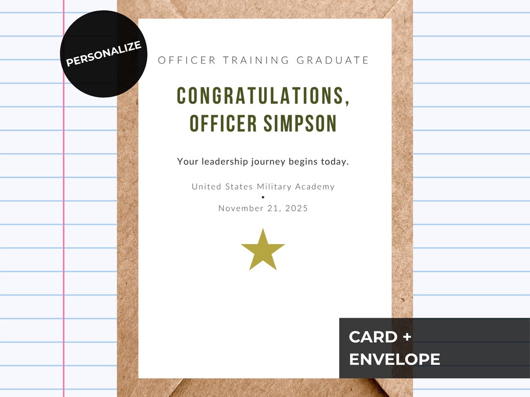 Army Officer Graduation Card: USA Commissioning Gift - Personalized ...
