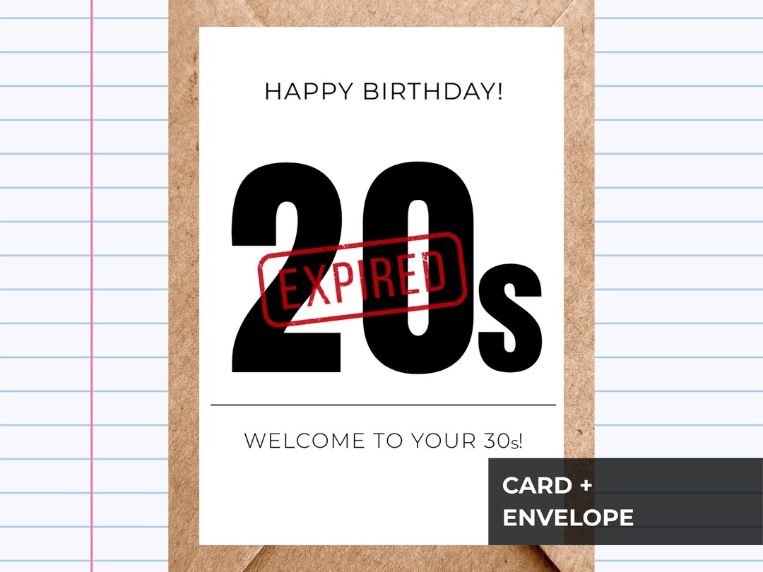 Funny Milestone Birthday Card: Decade Expired Stamp Design | GC259 - Etsy