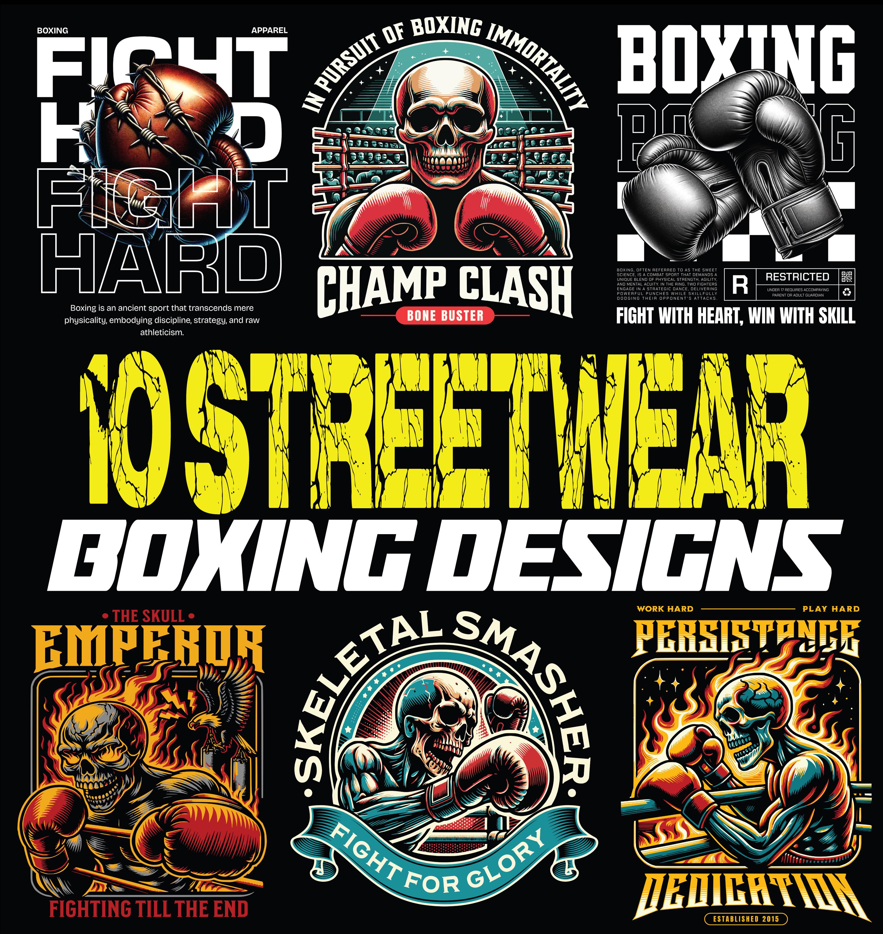 Boxing Digital Art Designs Bundle | 10 Pack of Unique Graphics for ...